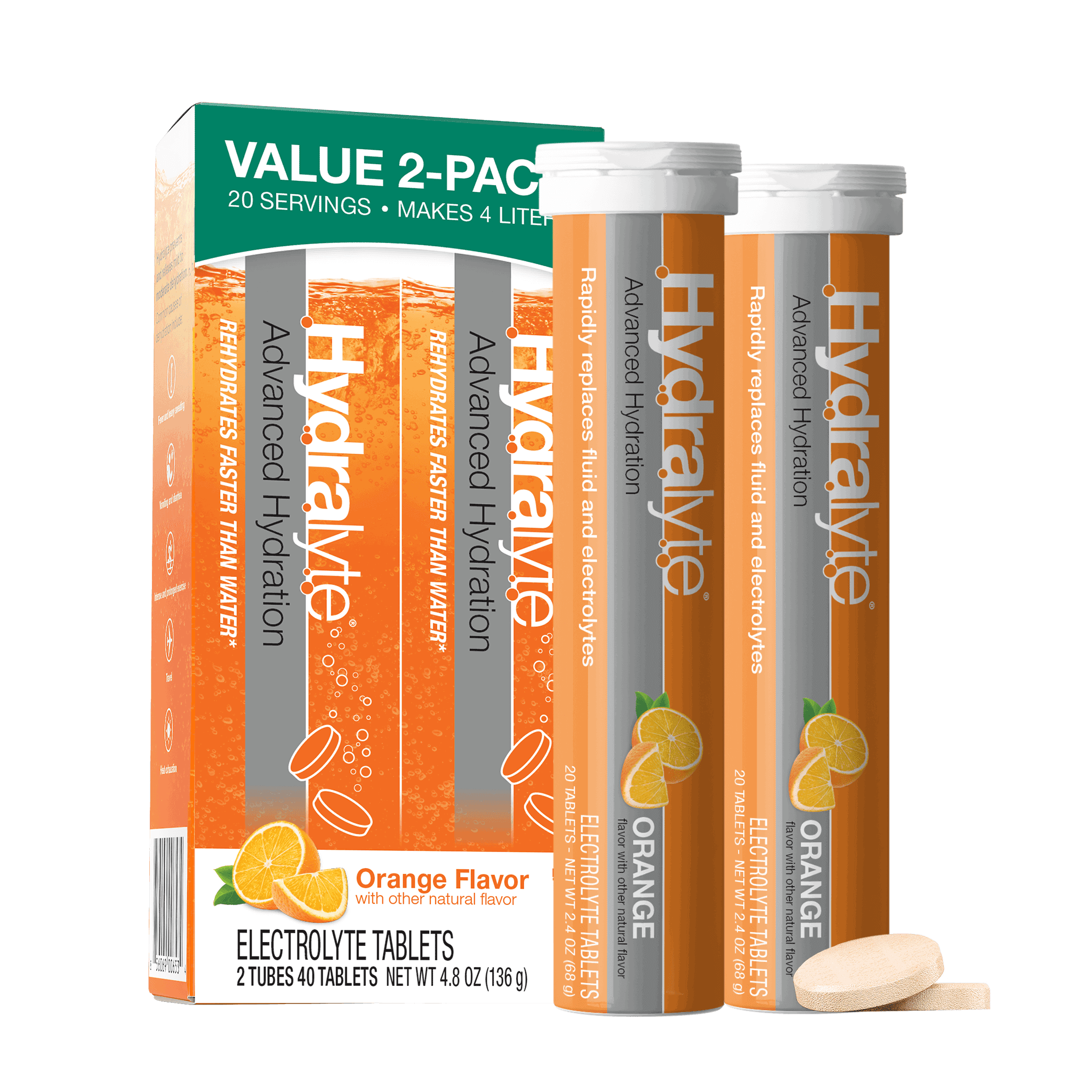 Effervescent Electrolyte Rehydration Tablets Orange | Hydralyte