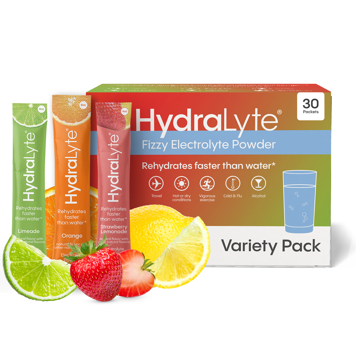 Electrolyte Powder Sticks - Lightly Sparkling (8 oz) – Hydralyte
